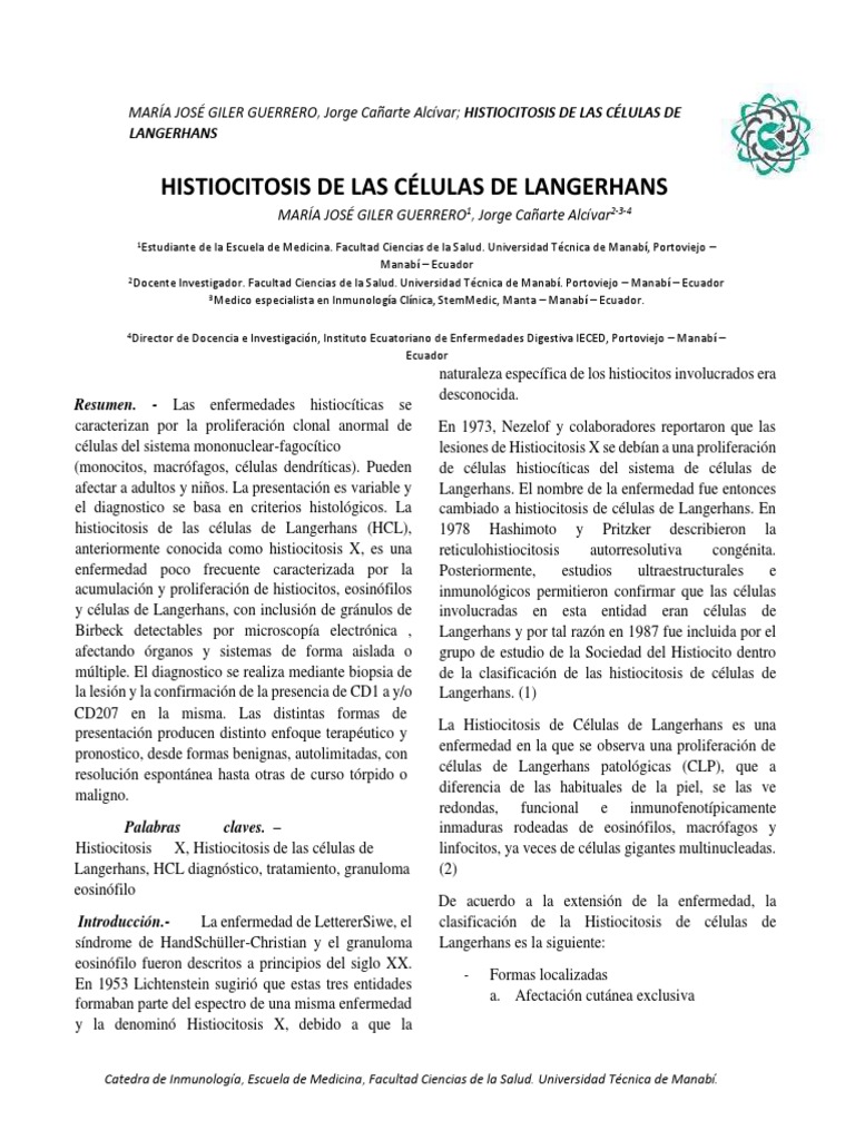 Histiocitosis de Las Células de Langerhans - HCL | PDF | Epidemiología ...