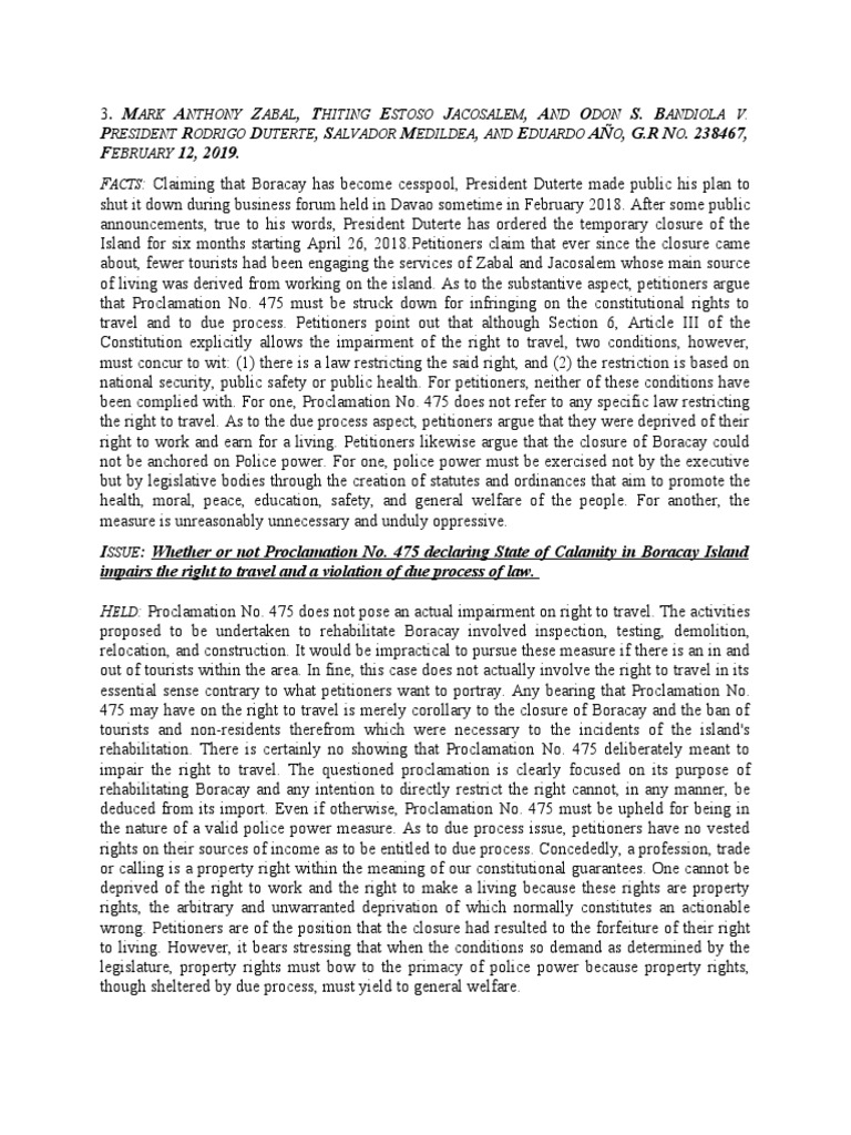 3. MARK ANTHONY ZABAL, THITING ESTOSO JACOSALEM, AND ODON S. BANDIOLA V. PRESIDENT RODRIGO ...