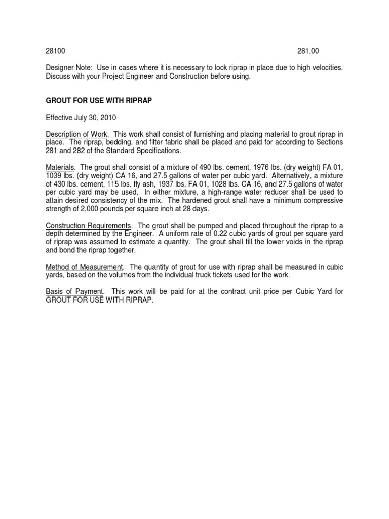 Grout For Use With Riprap | PDF