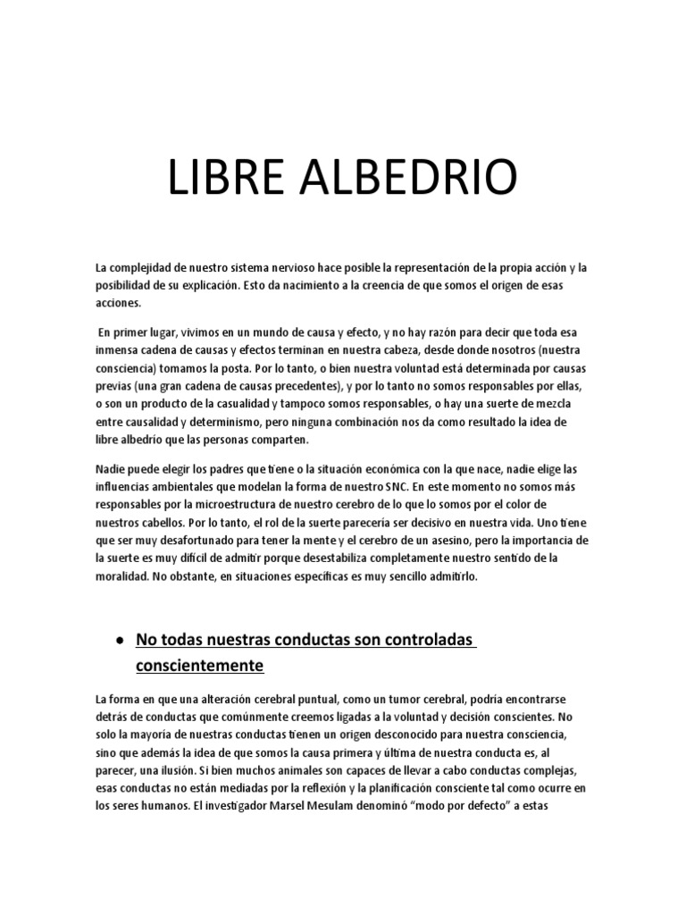 Libre Albedrio Ficha 17 | PDF | Libre albedrío | Determinismo
