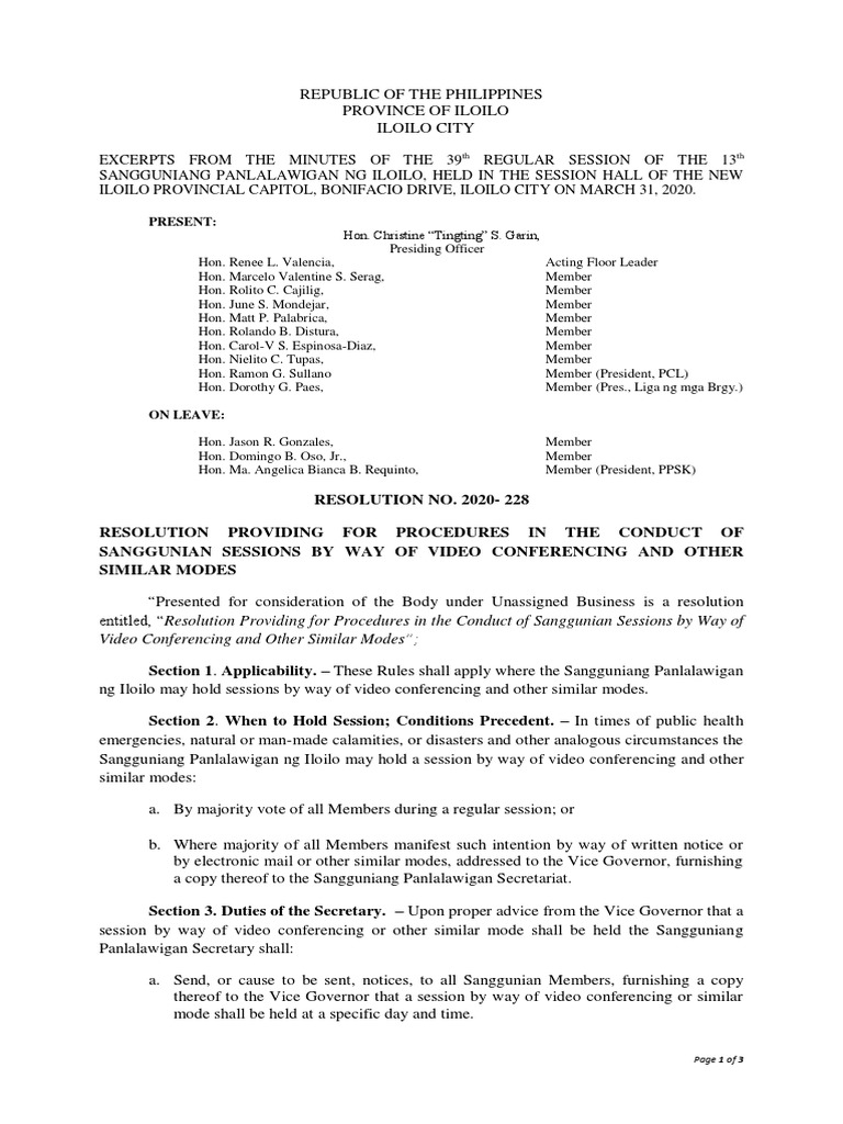 Iloilo Sanggunian Video Session Rules | PDF | Government | Social ...