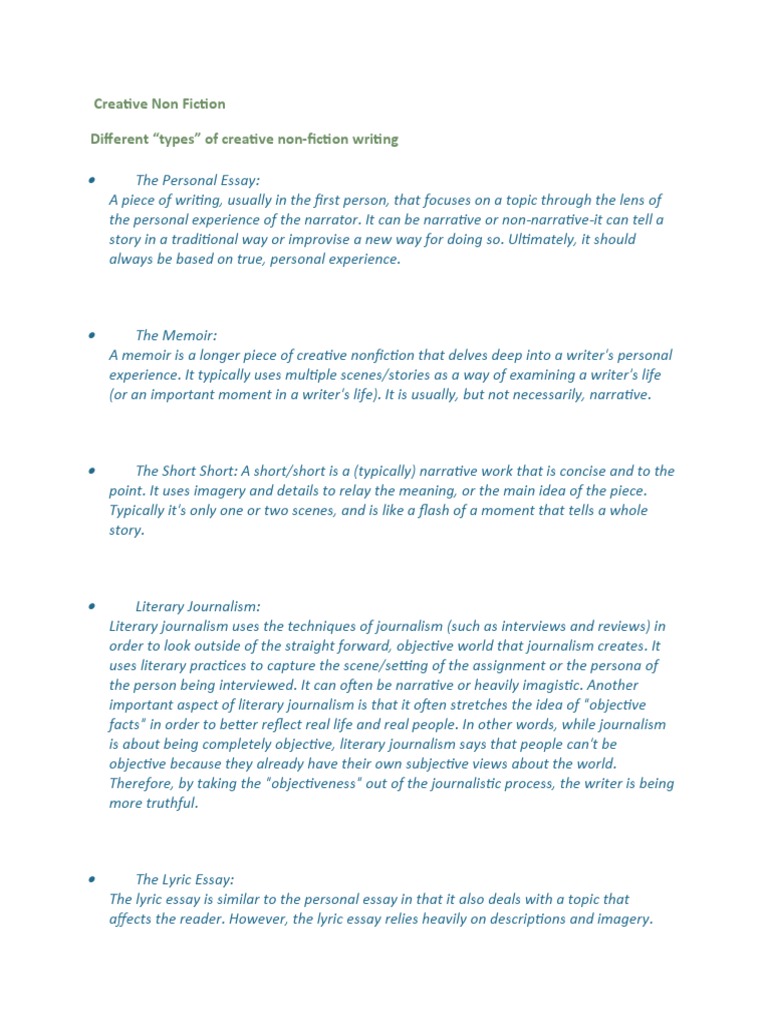 Creative Non Fiction NOTE | PDF | Creative Nonfiction | Writing