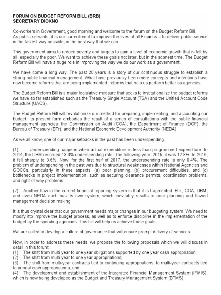 Budget Reform Bill | PDF | Fiscal Policy | Budget