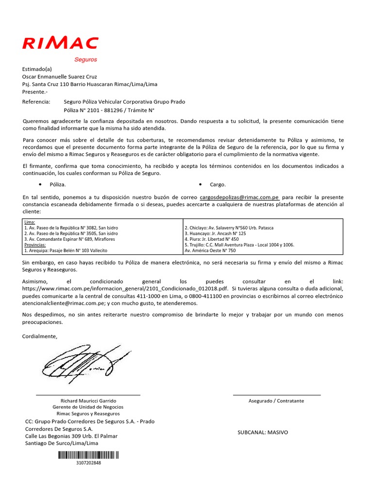 Rimac: Seguros | PDF | Póliza de seguros | Seguro
