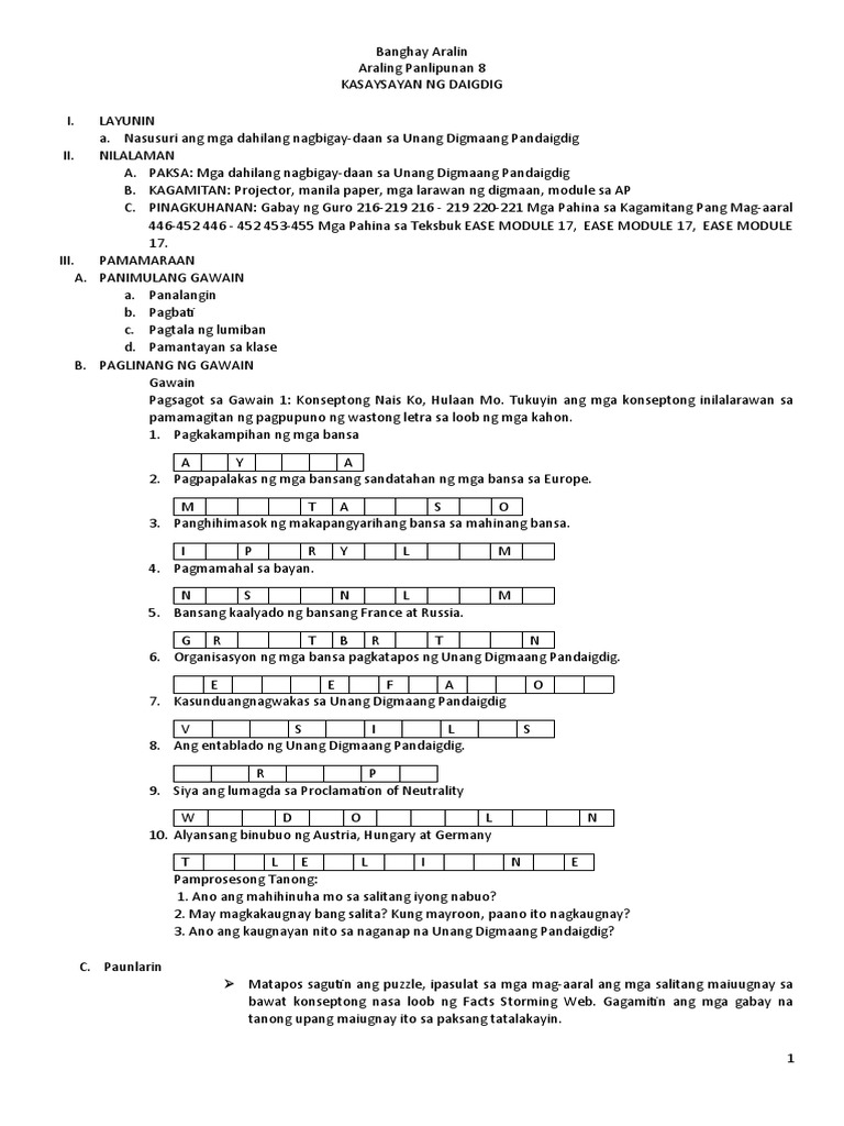 Unang Digmaang Pandaigdig | PDF