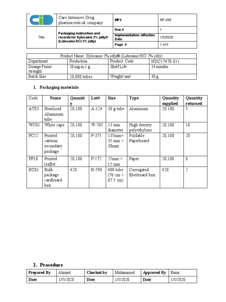 Specifications of Finished Product | PDF | Packaging And Labeling ...