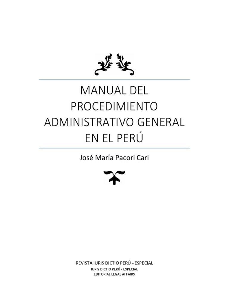 Manual Del Procedimiento Administrativo General - Autor José María Pacori Cari PDF | PDF | Ley ...
