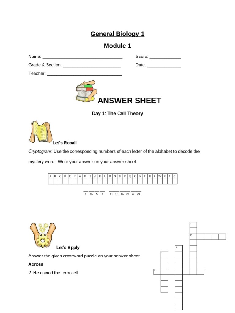Answer Sheet: General Biology 1 | PDF | Cytoplasm | Cell (Biology)