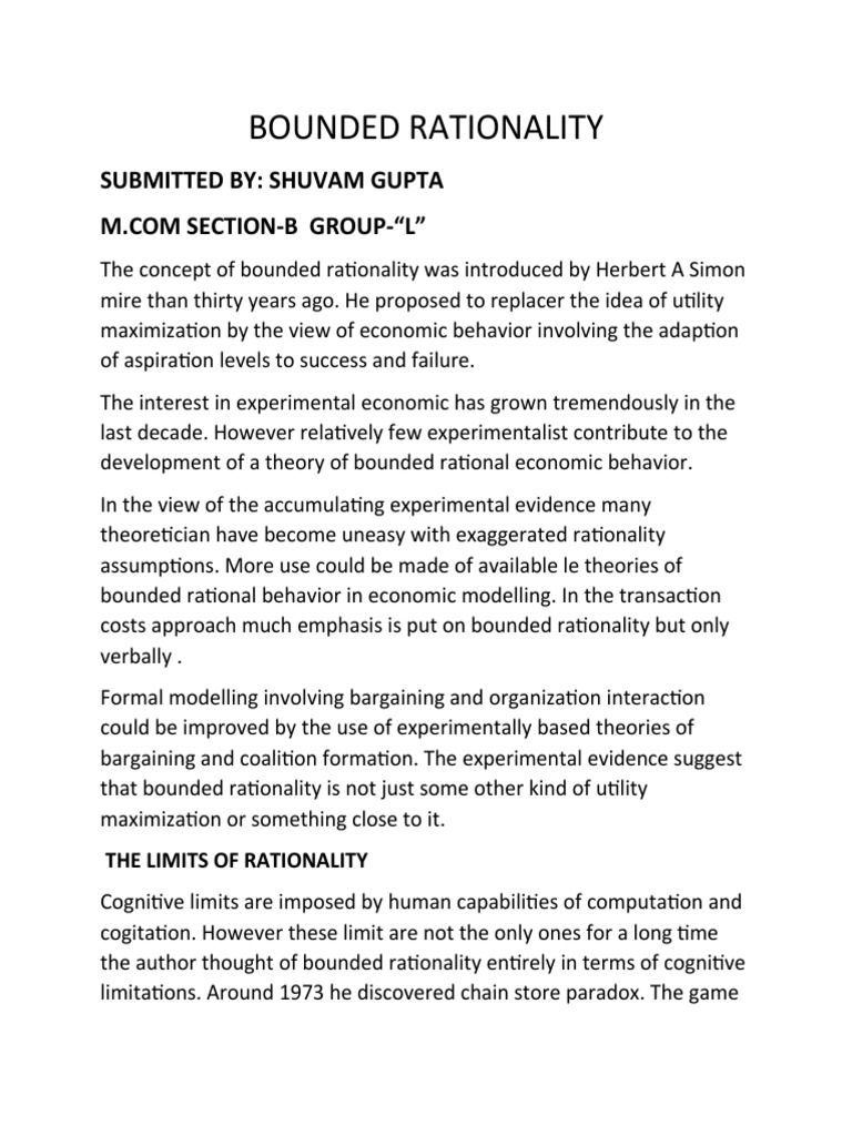 Bounded Rationality Strategies | PDF | Rationality | Reason