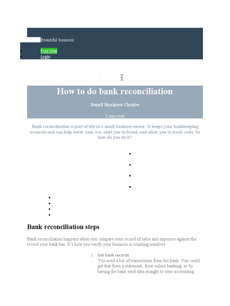 How To Do Bank Reconciliation | PDF