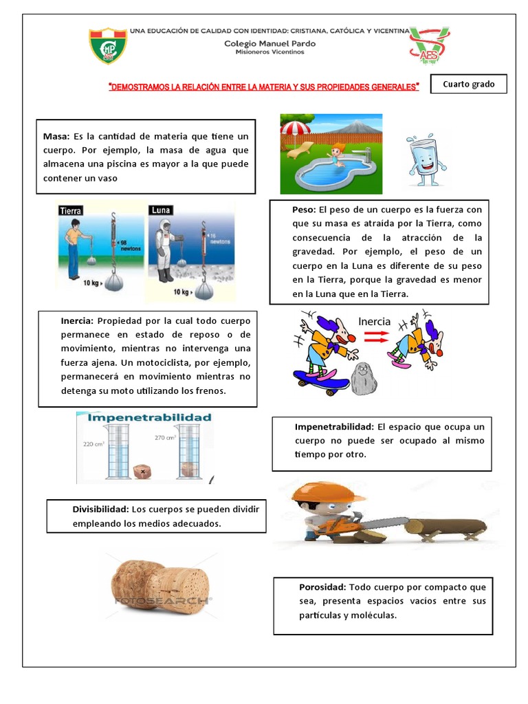 CUARTO - SESION 01 - Ficha de Materia y Sus Propiedades FINAL | PDF ...