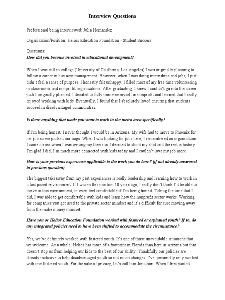 Interview | PDF | Behavior Modification | Learning