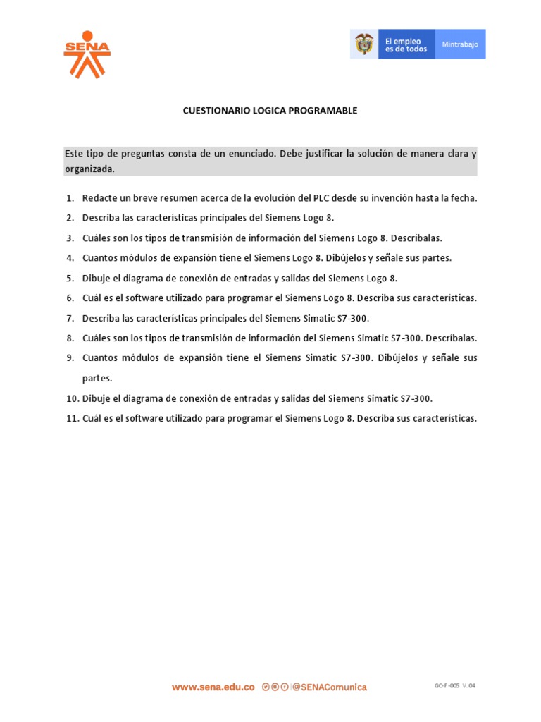 Cuestionario de Logica Programable | PDF