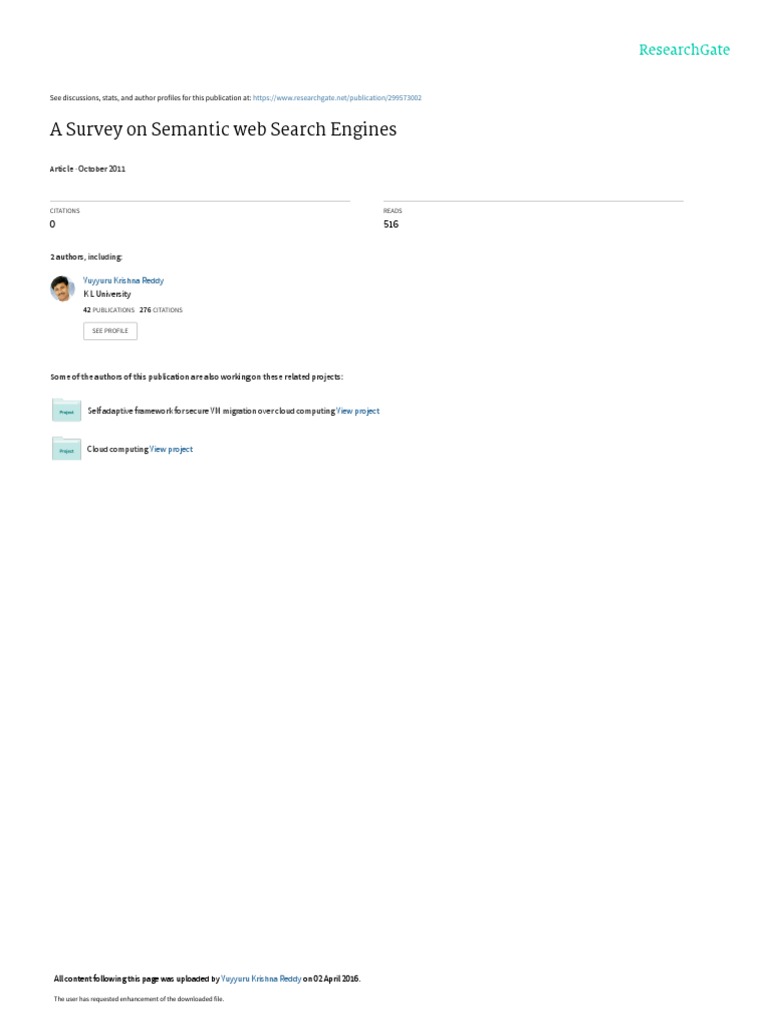 A Survey On Semantic Web Search Engines: October 2011 | PDF | Semantic ...