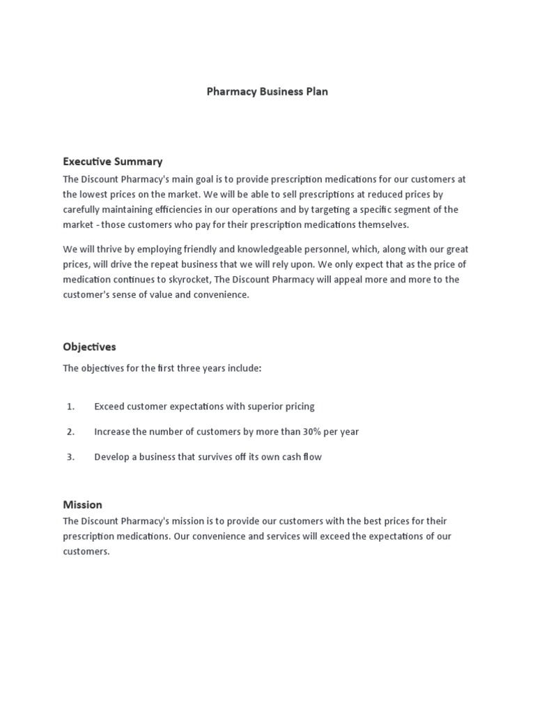 Executive Summary: Pharmacy Business Plan | PDF | Pharmacy | Marketing