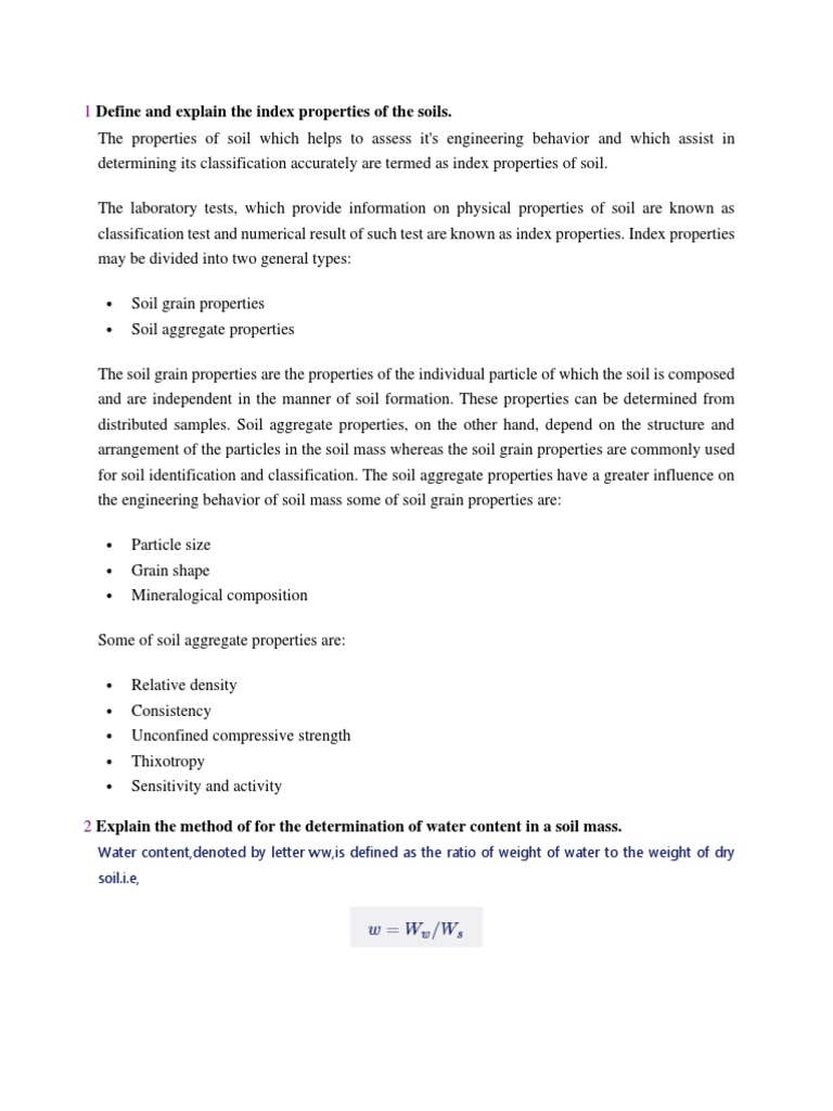 Define and Explain The Index Properties of The Soils | Download Free ...