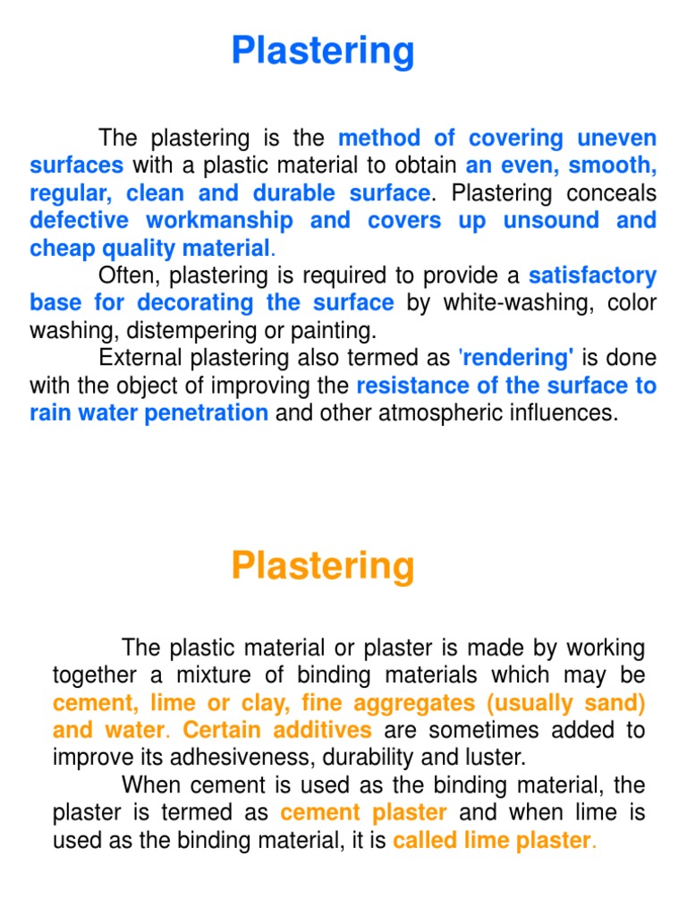 8 Plastering PDF | PDF | Plaster | Lime (Material)
