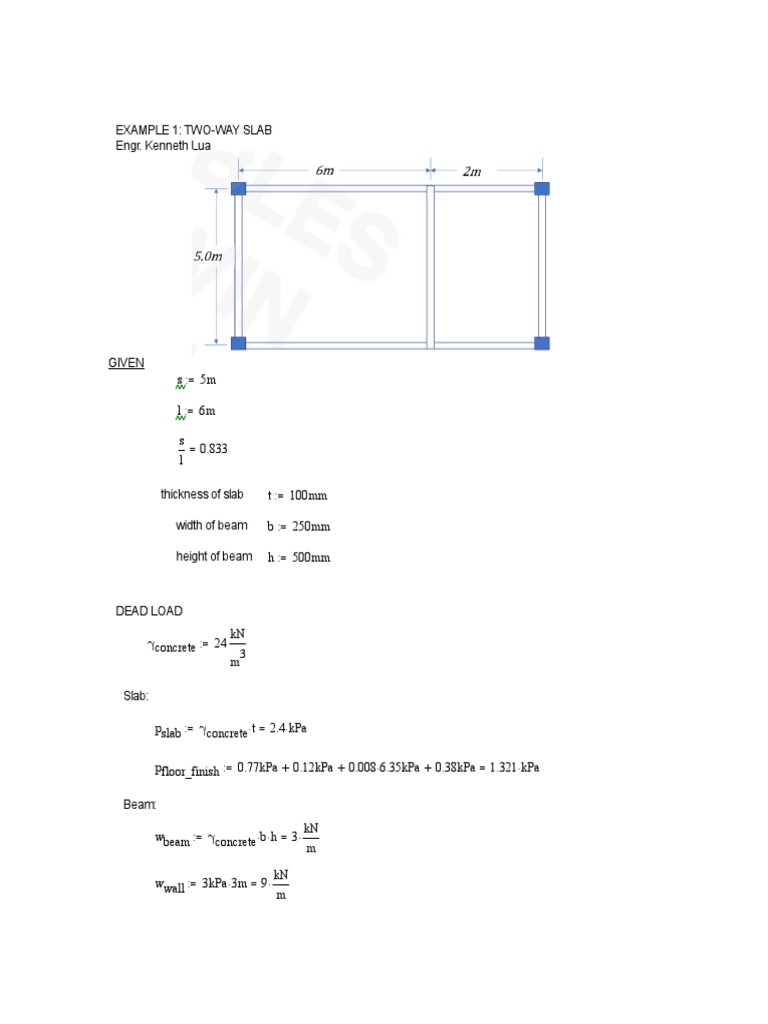 Example 1 - Two-Way Slab | PDF | Civil Engineering | Structural Engineering