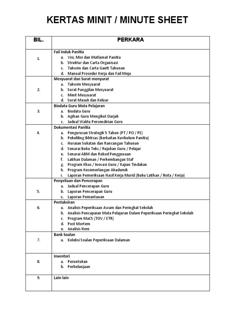 Kertas Minit-PSV | PDF