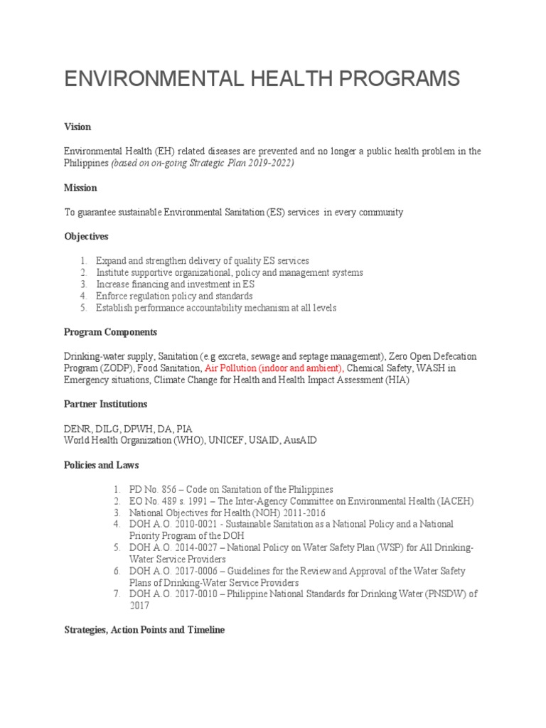 Environmental Health Programs | PDF | Sanitation | Wash