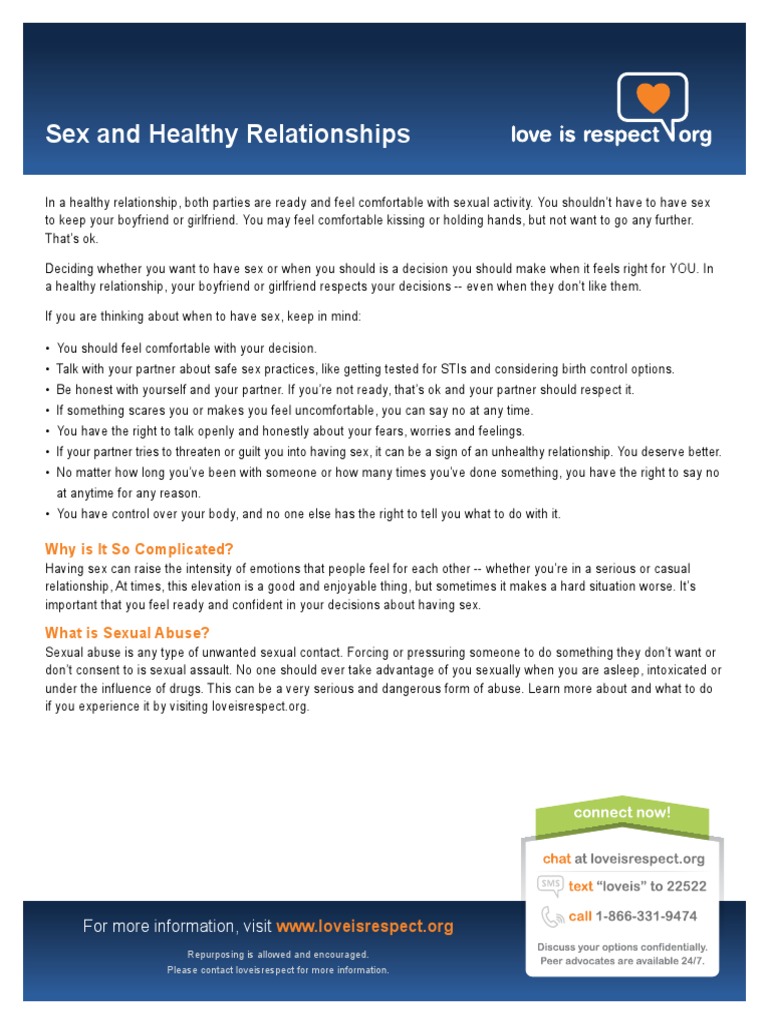 Sex and Healthy Relationships: Why Is It So Complicated? | PDF