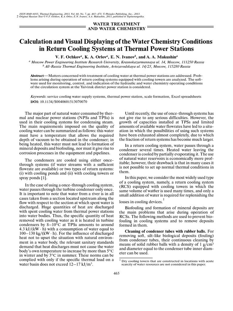 Calculation and Visual Displaying of The Water Chemistry Conditions in ...