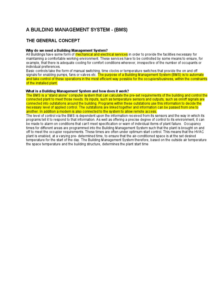 Unit1 - A BUILDING MANAGEMENT SYSTEM | PDF | Technology & Engineering