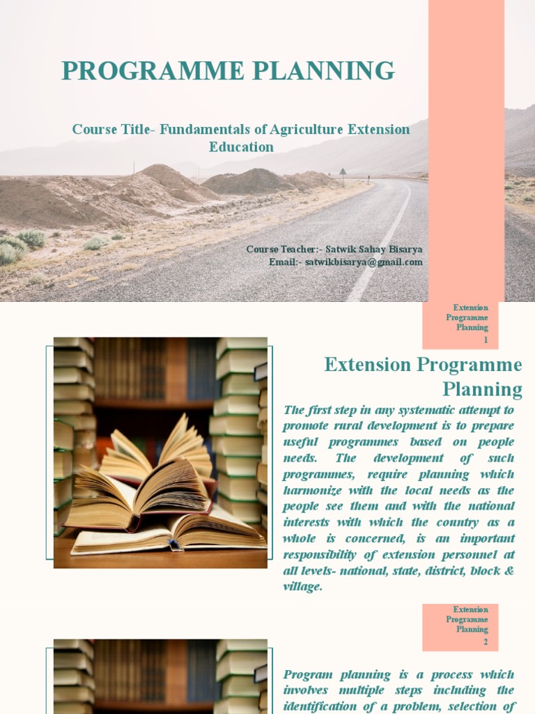 Programme Planning: Course Title-Fundamentals of Agriculture Extension ...