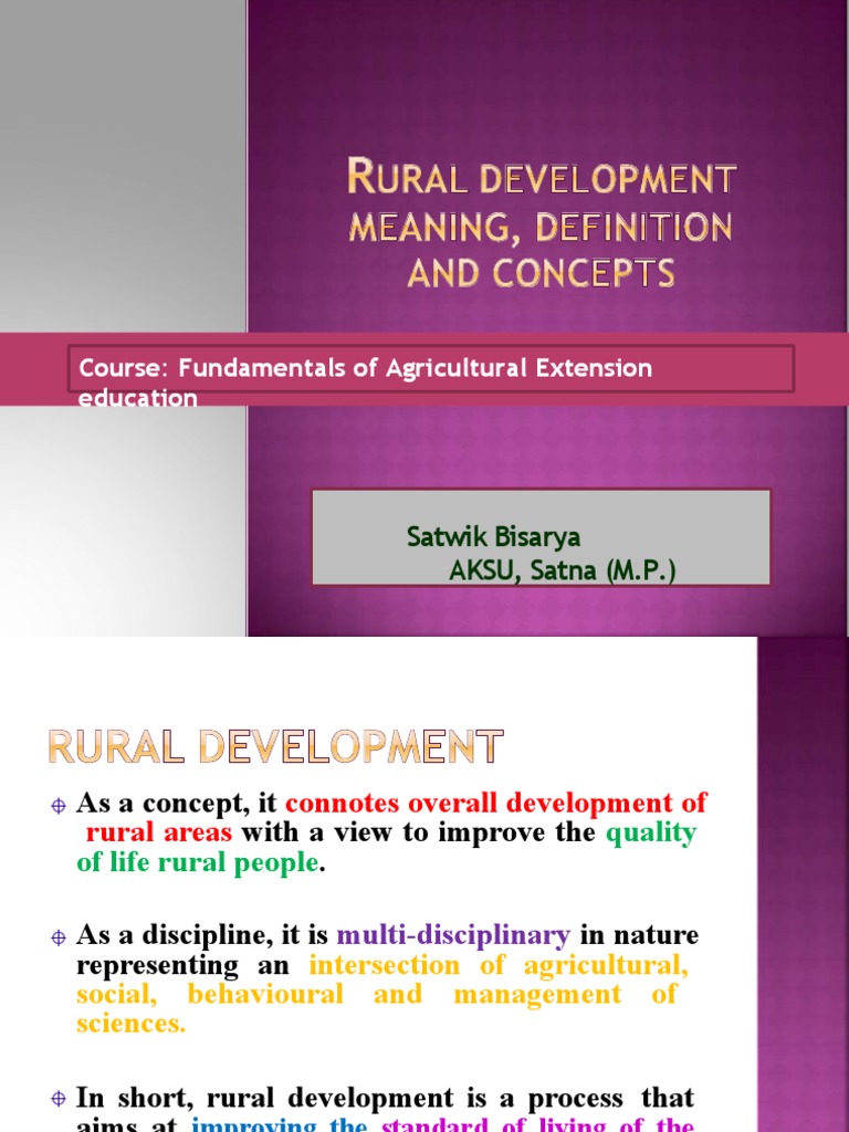 Course: Fundamentals of Agricultural Extension Education: Satwik ...