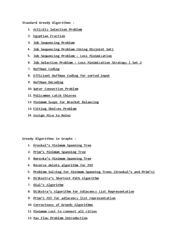 Standard Greedy Algorithms | PDF | Algorithms And Data Structures ...