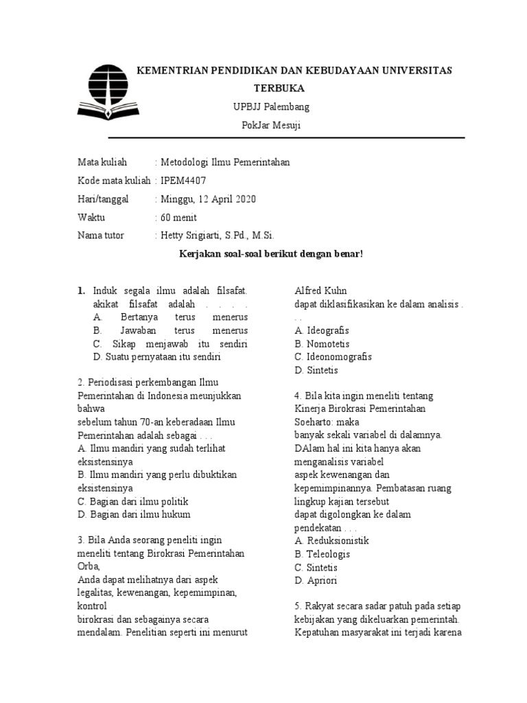 Soal Ipem 4407 | PDF