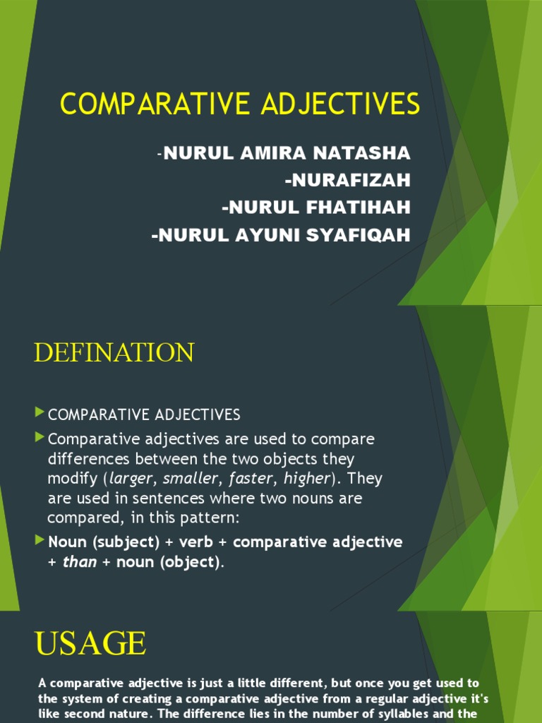 Understanding Comparative Adjectives | PDF | Language Arts & Discipline ...