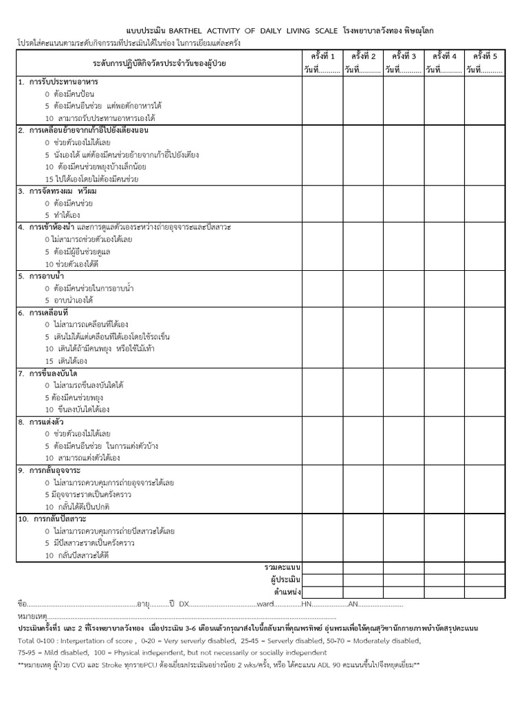 Barthel Index | PDF