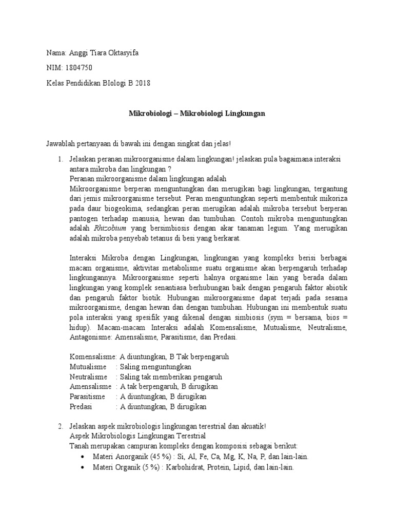 Quiz Mikrobi Lingkungan | PDF