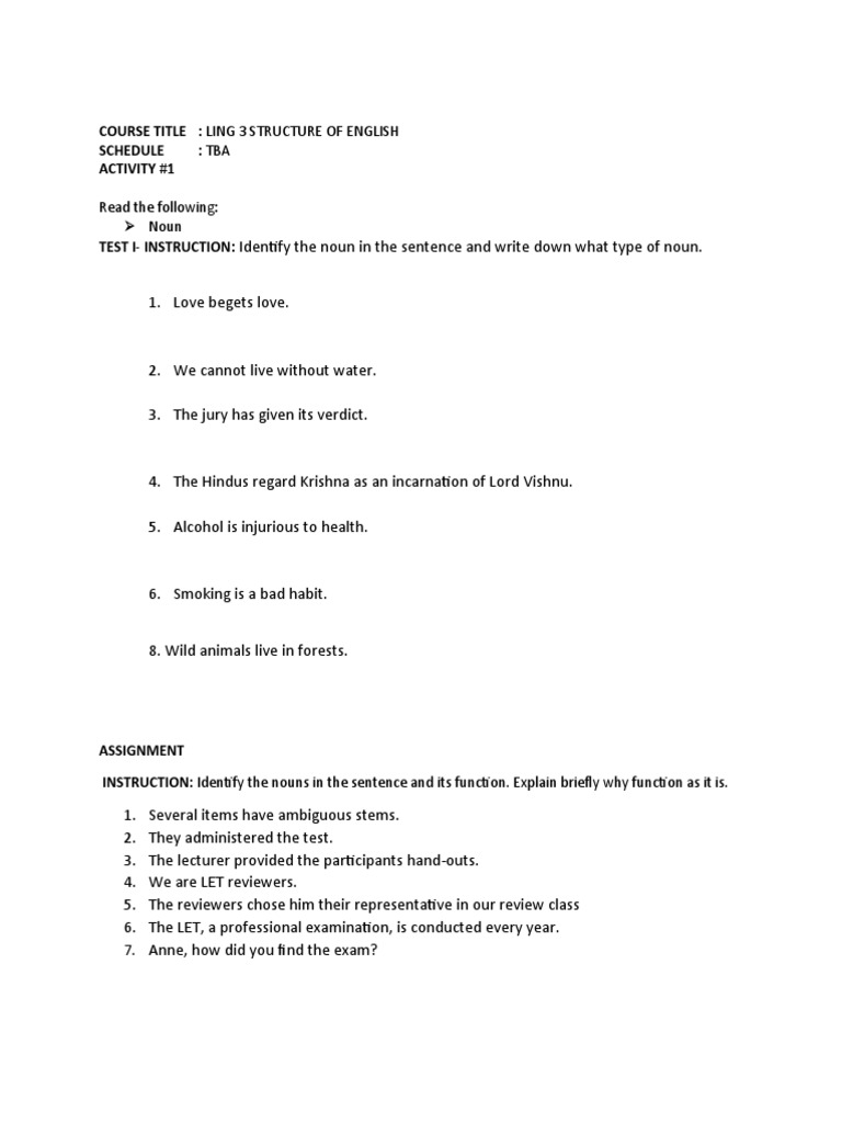 Ling 3 Activity 1 | PDF