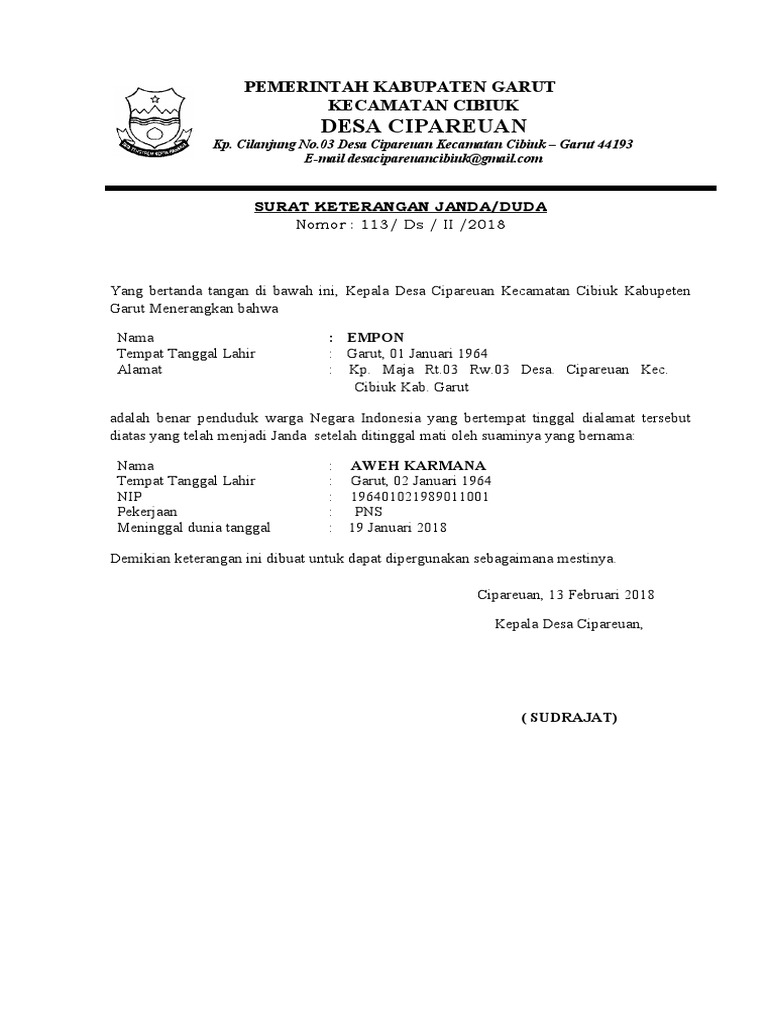 Surat Keterangan Janda Duda | PDF