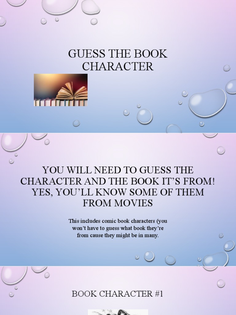 Guess The Book Character | PDF