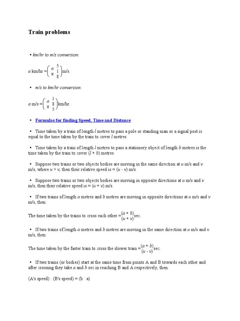 Train Speed and Distance Calculations | PDF | Metre | Speed
