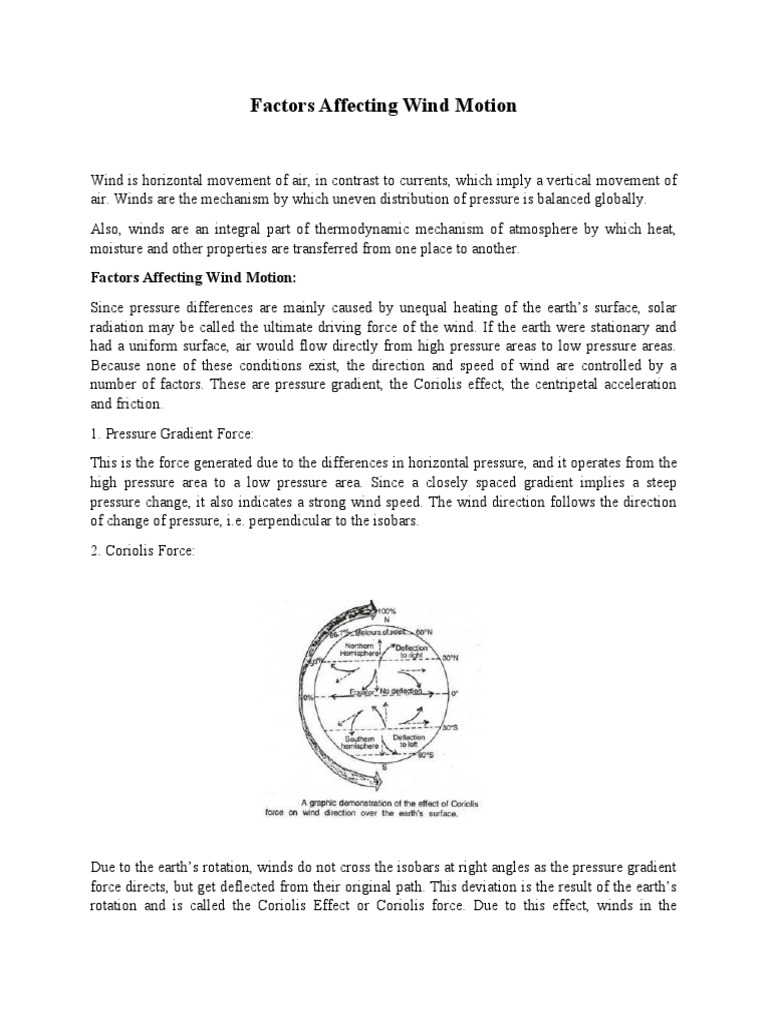 Factors Affecting Wind Motion | PDF | Wound | Force