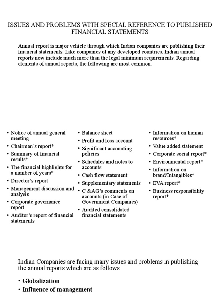 Issues and Problems With Special Reference To Published Financial ...