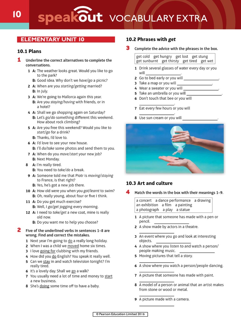 Speakout Vocabulary Extra Elementary Unit 10 PDF | PDF