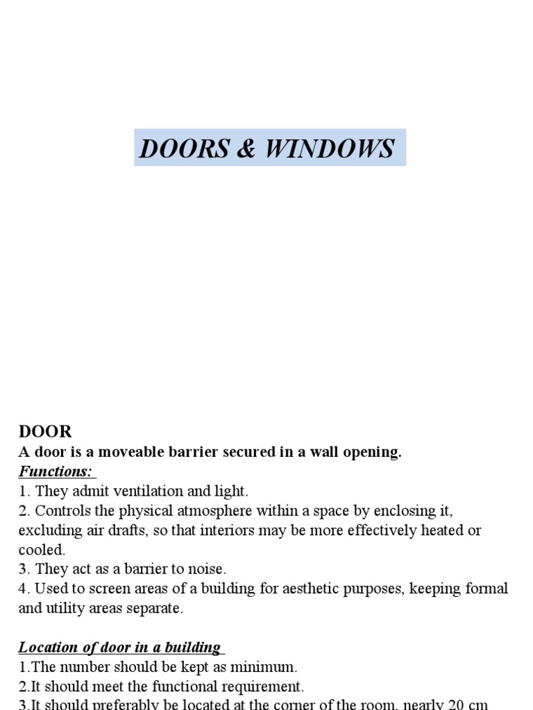 Door and Window | Download Free PDF | Window | Door