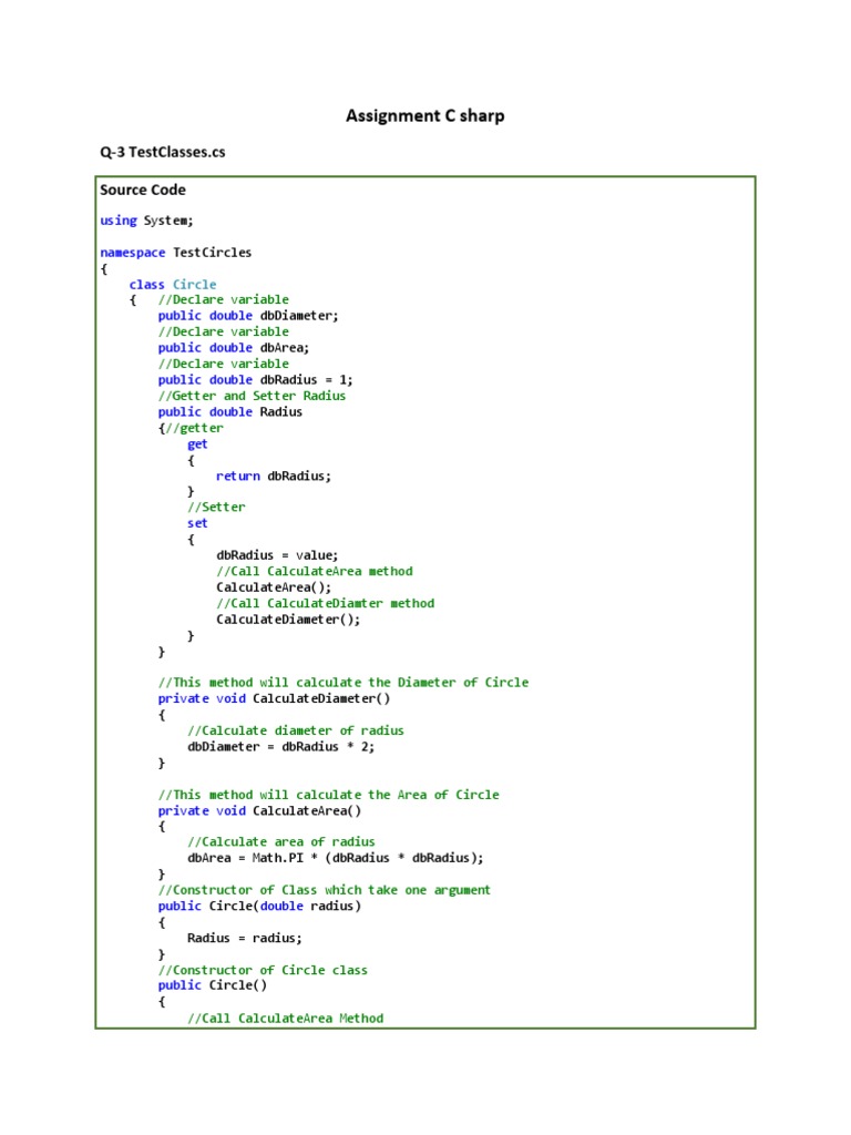 C Sharp Assignment 5 | PDF | C Sharp (Programming Language ...