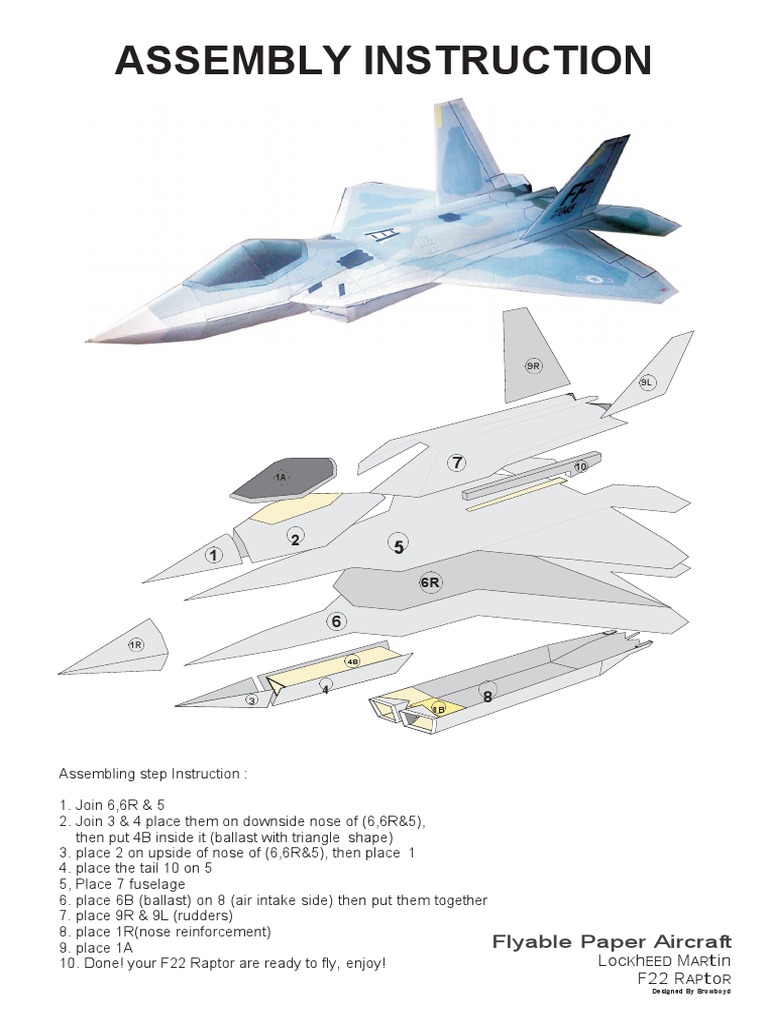 Flying Paper f22 Raptor | PDF
