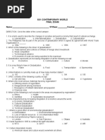 Contemporary World Quiz #1 | PDF | Globalization | Free Trade