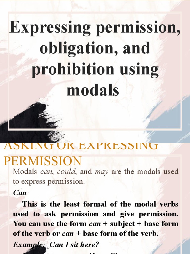 Expressing Permission, Obligation, and Prohibition Using Modals | PDF ...