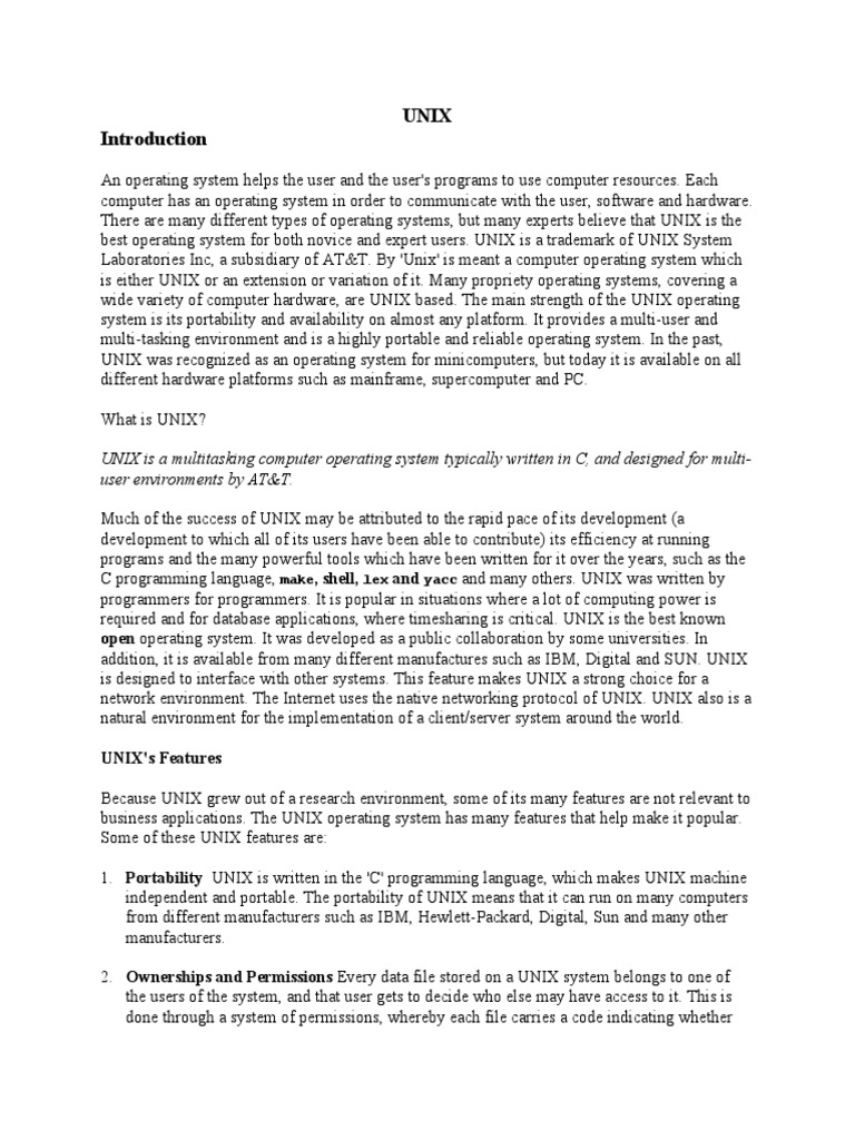 UNIX SC | PDF | Operating System | Unix