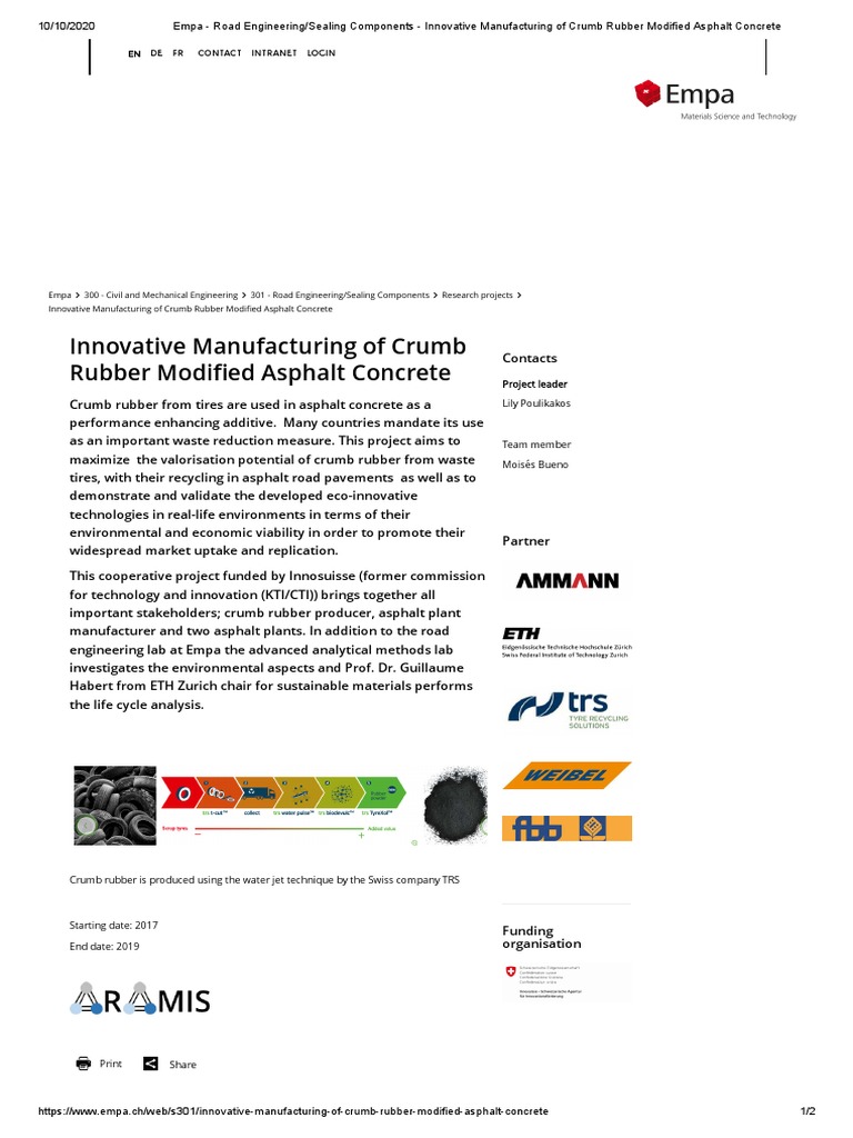 Empa - Road Engineering - Sealing Components - Innovative Manufacturing ...