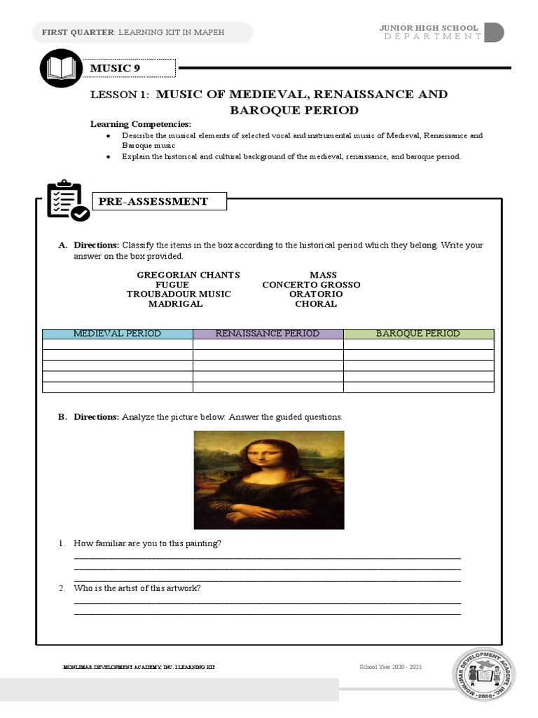 Learning-Kit Music 9 Lesson 1 | PDF | Baroque Music | Choir