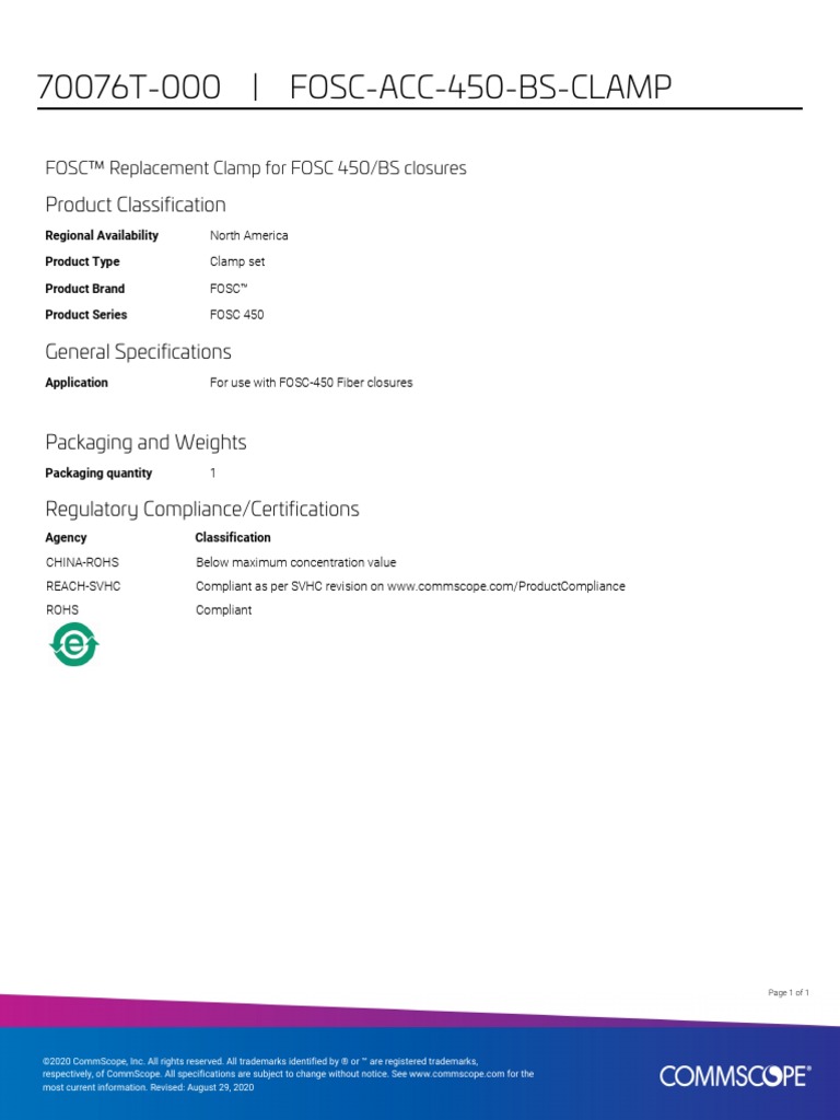 70076T-000 - FOSC-ACC-450-BS-CLAMP: Product Classification | PDF ...